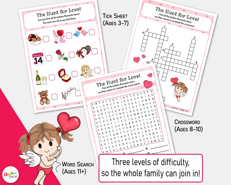 Valentines Scavenger Hunt, a Printable Picture Matching Family Game for ...