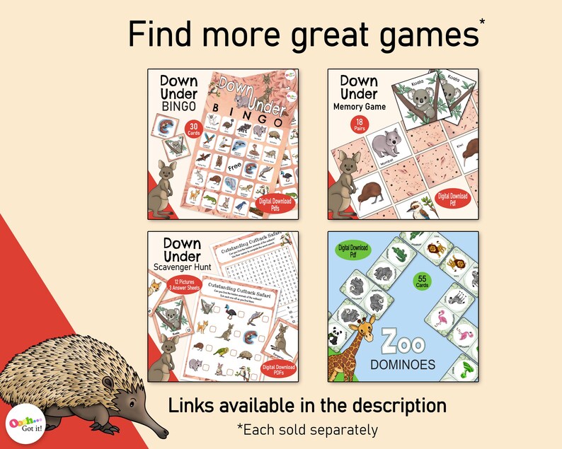 Australian Animal Dominoes, a Printable Kids Matching Game With Aussie ...