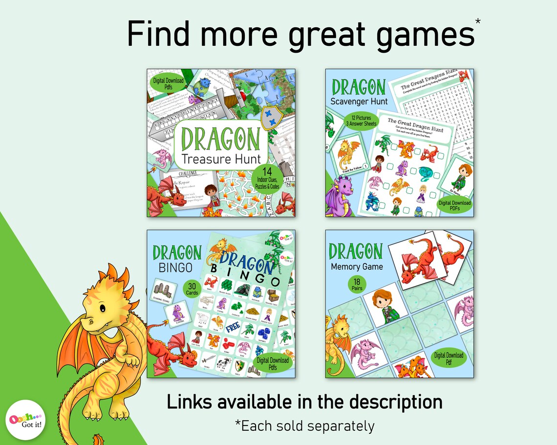 Dragon Placemat, a Printable Birthday Party Activity Sheet for Kids, a ...