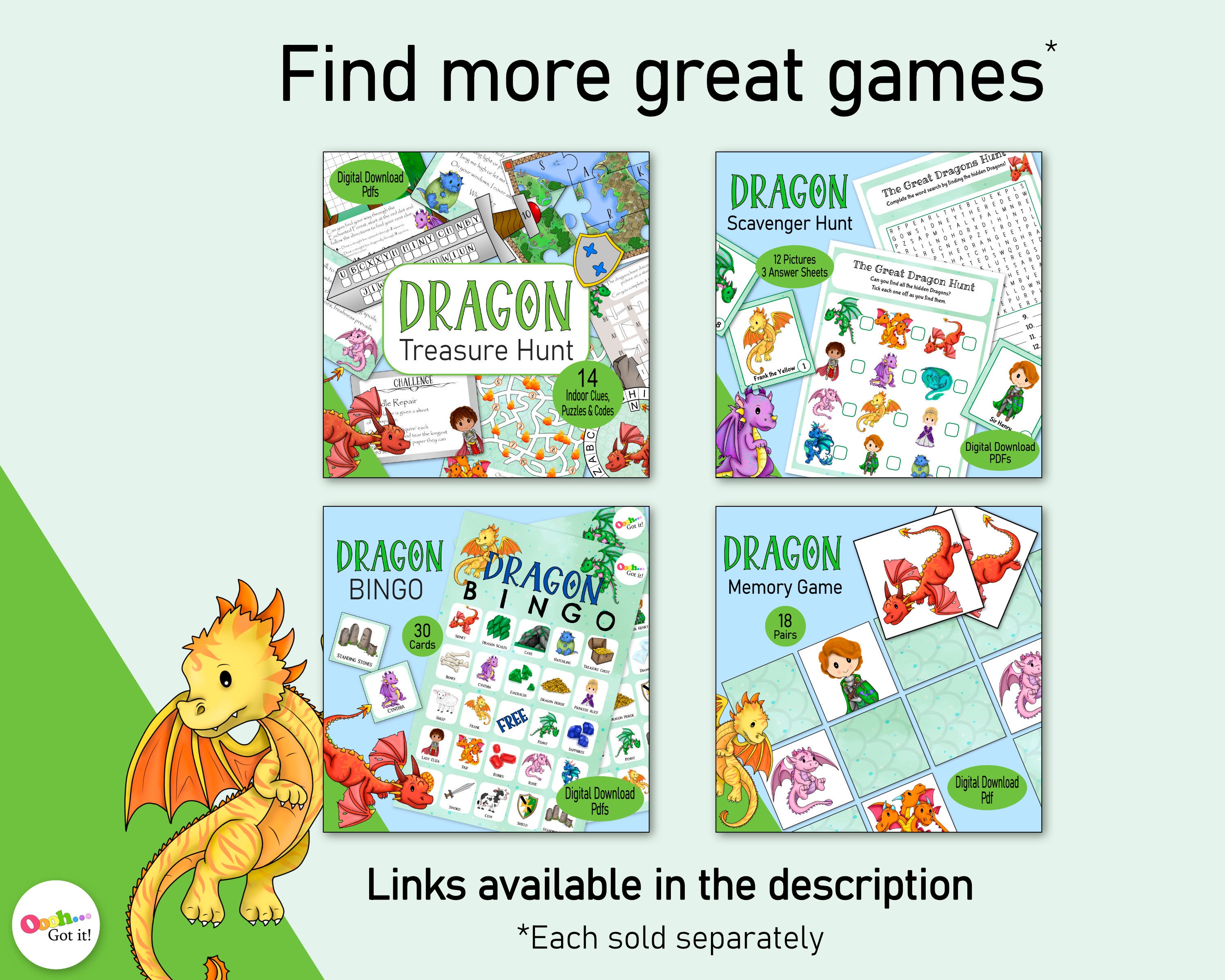 Dragon Placemat, a Printable Birthday Party Activity Sheet for Kids, a ...