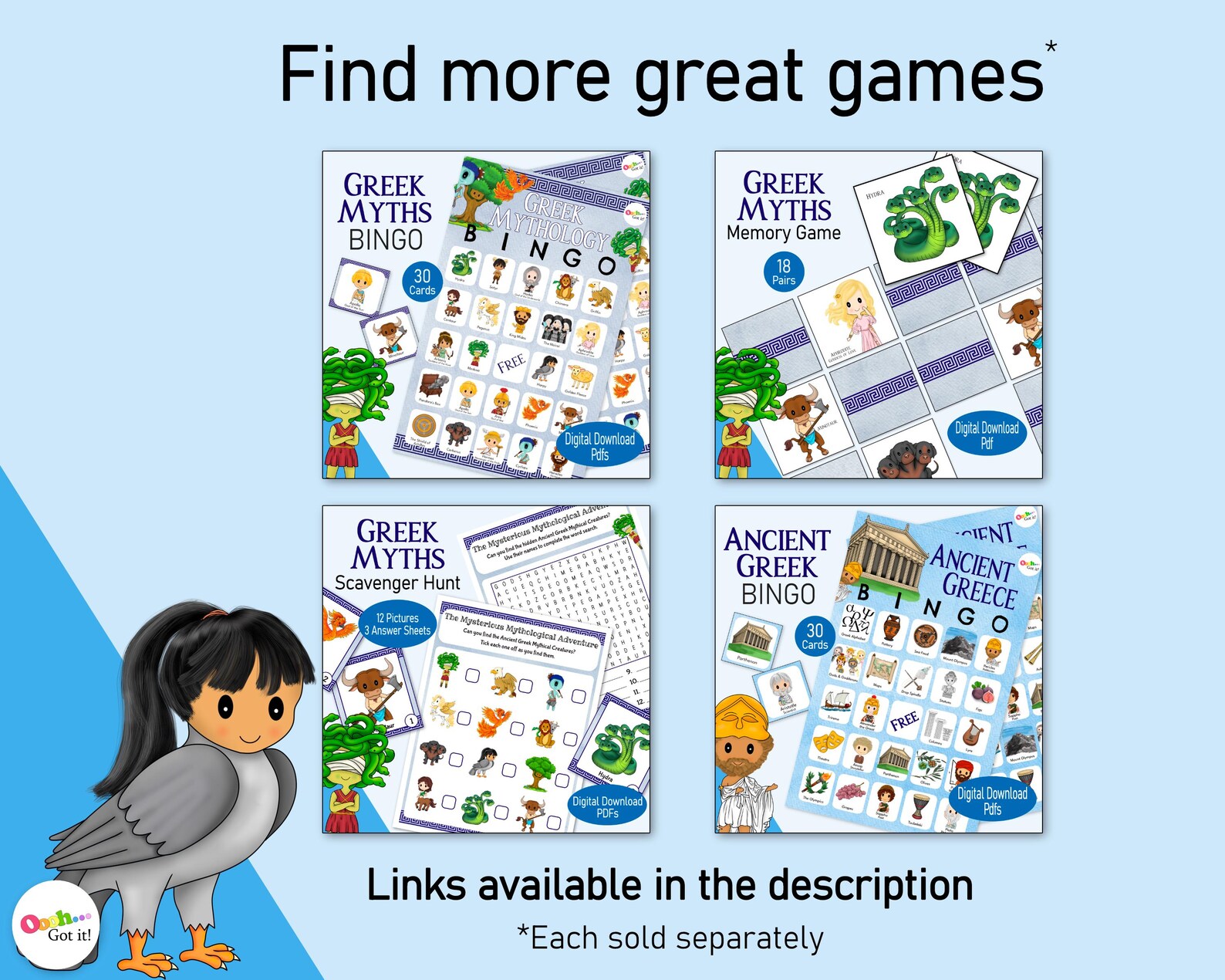 Greek Mythology Dominoes, a Printable Ancient Greece History Picture ...