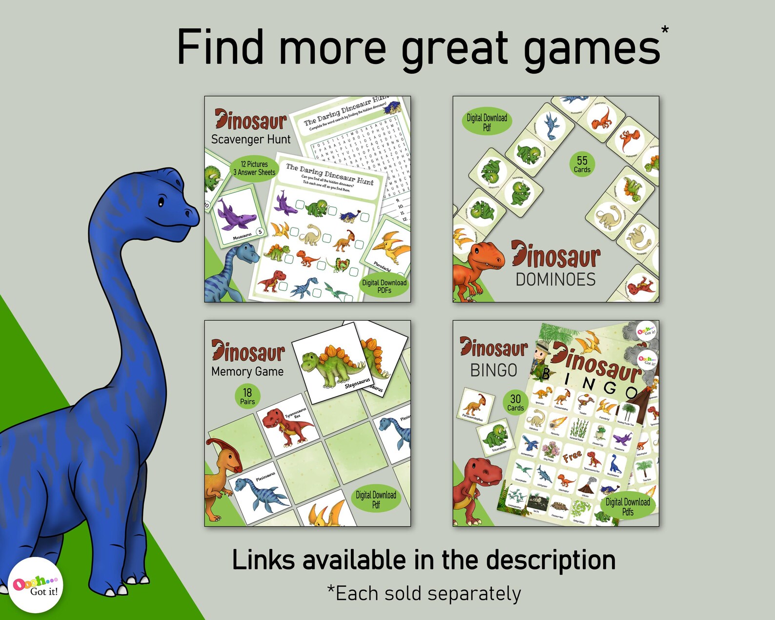 Dinosaur Bingo, Printable Jurassic 2nd Birthday Party Game, a T-rex ...