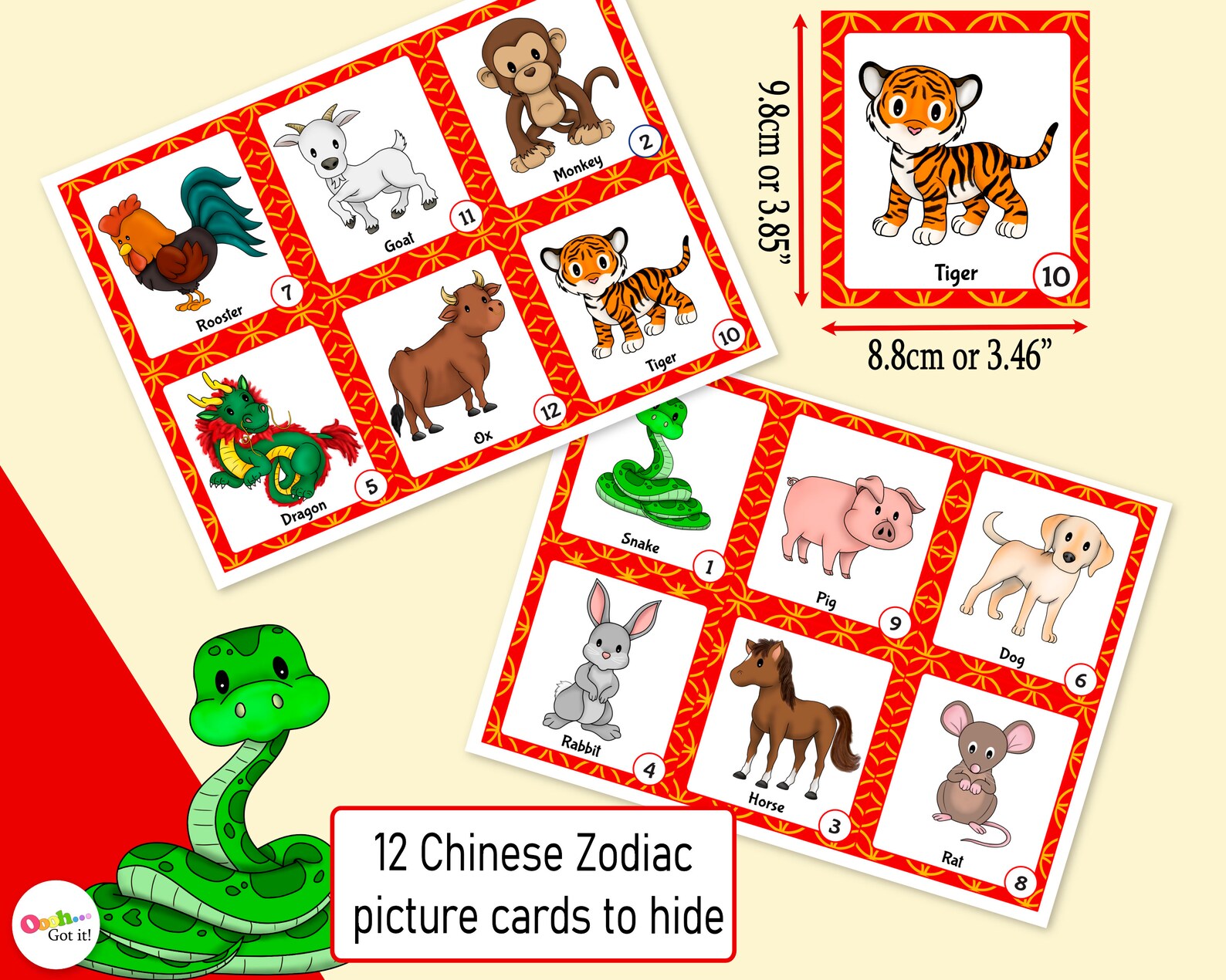 Chinese Zodiac Scavenger Hunt, a Printable Animal Picture Matching Game ...