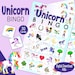 Unicorn Bingo, a Cute Printable Kawaii Unicorn Party Game, 30 Bingo ...