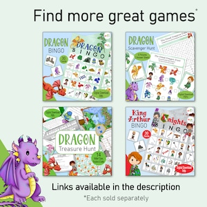 Dragon Memory Card Game, a Printable Fantasy Dragons & Knights Picture ...