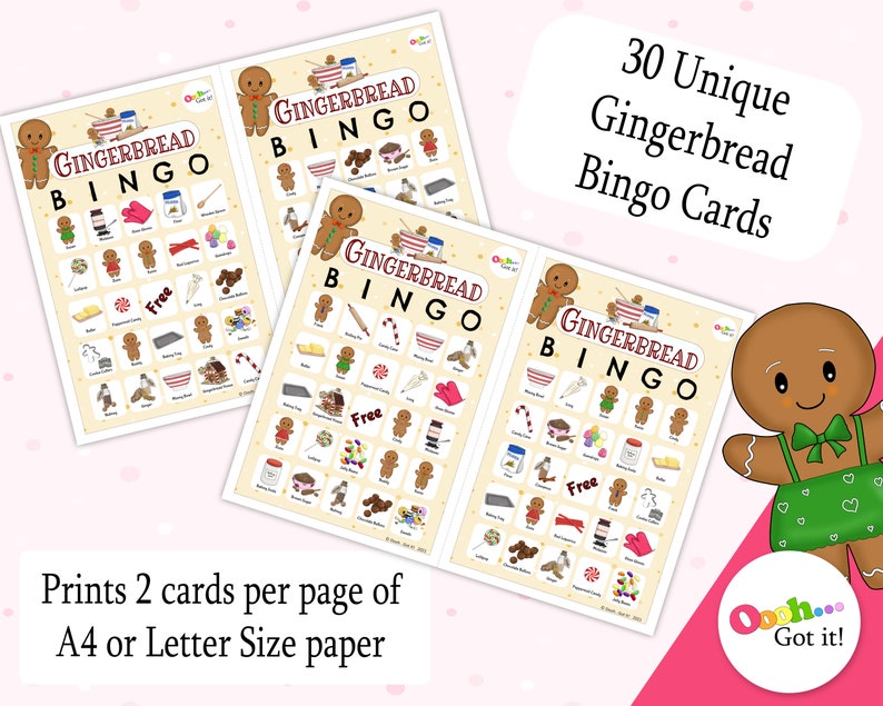 Gingerbread Bakery Bingo a Printable Christmas Baking Party - Etsy