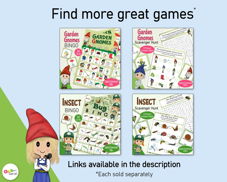 Garden Gnome Memory Card Game, Printable Summer Activity for Kids for a ...