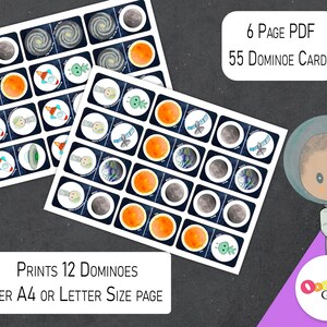 Outer Space Dominoes a Printable Alien Kids Activity Game | Etsy