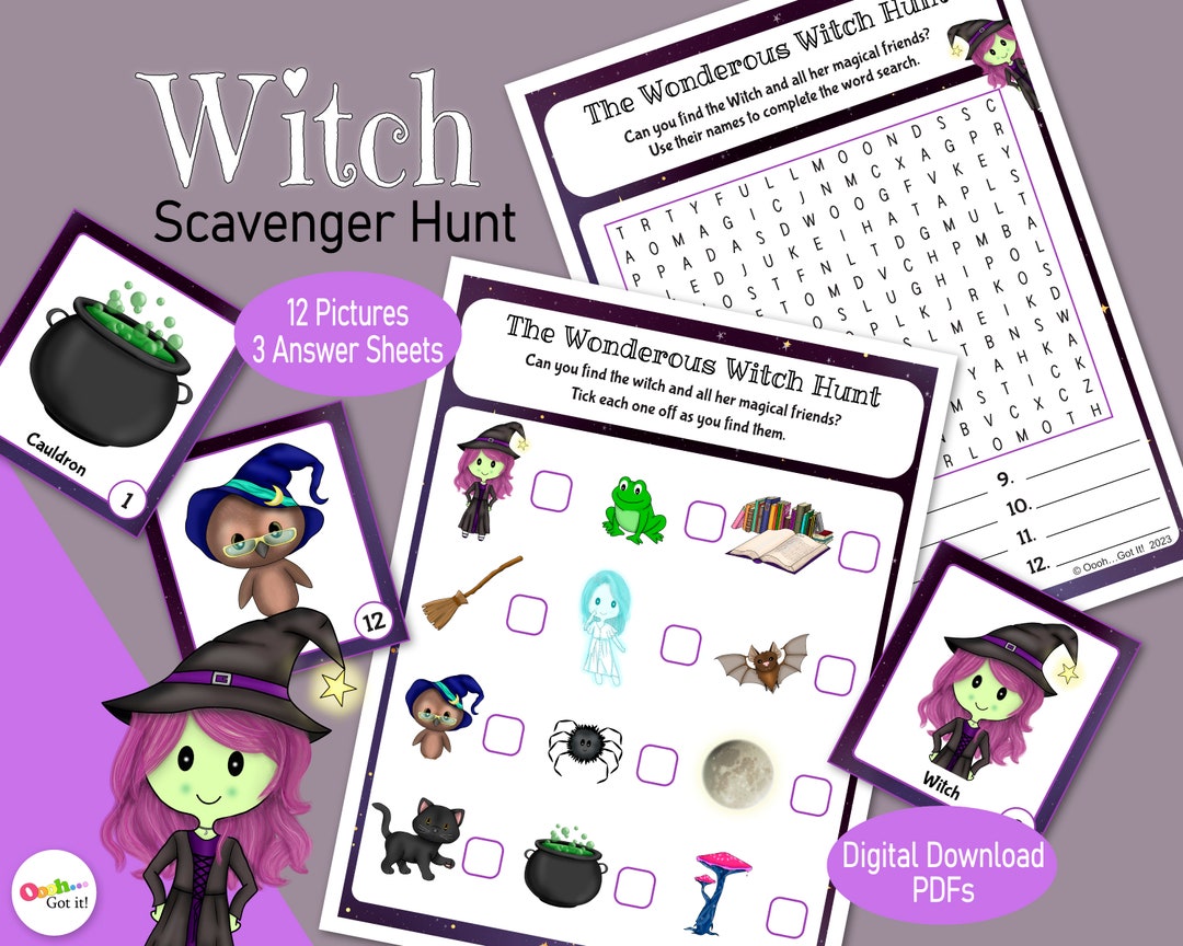 Witch Scavenger Hunt, a Printable Spooky Picture Treasure Hunt, for a ...