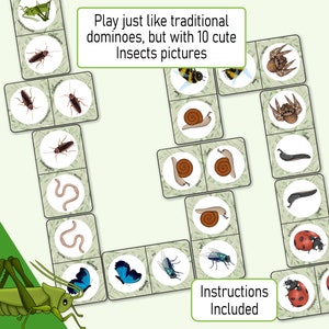 Bug Dominoes, a Printable Creepy Crawly Party Game, a Insect Hunter ...