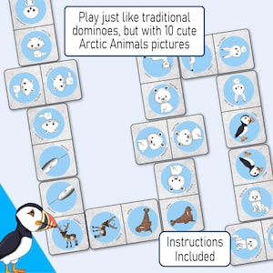 Arctic Animal Dominoes, a Printable Kids Picture Game, a Winter ...