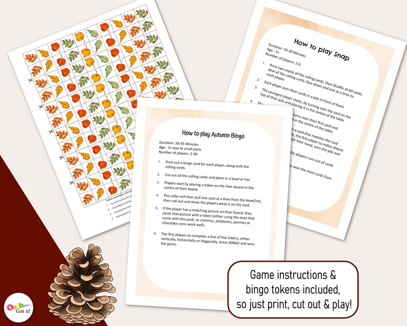 Autumn Bingo Cards, a Fall Printable Kids Activity, a September ...