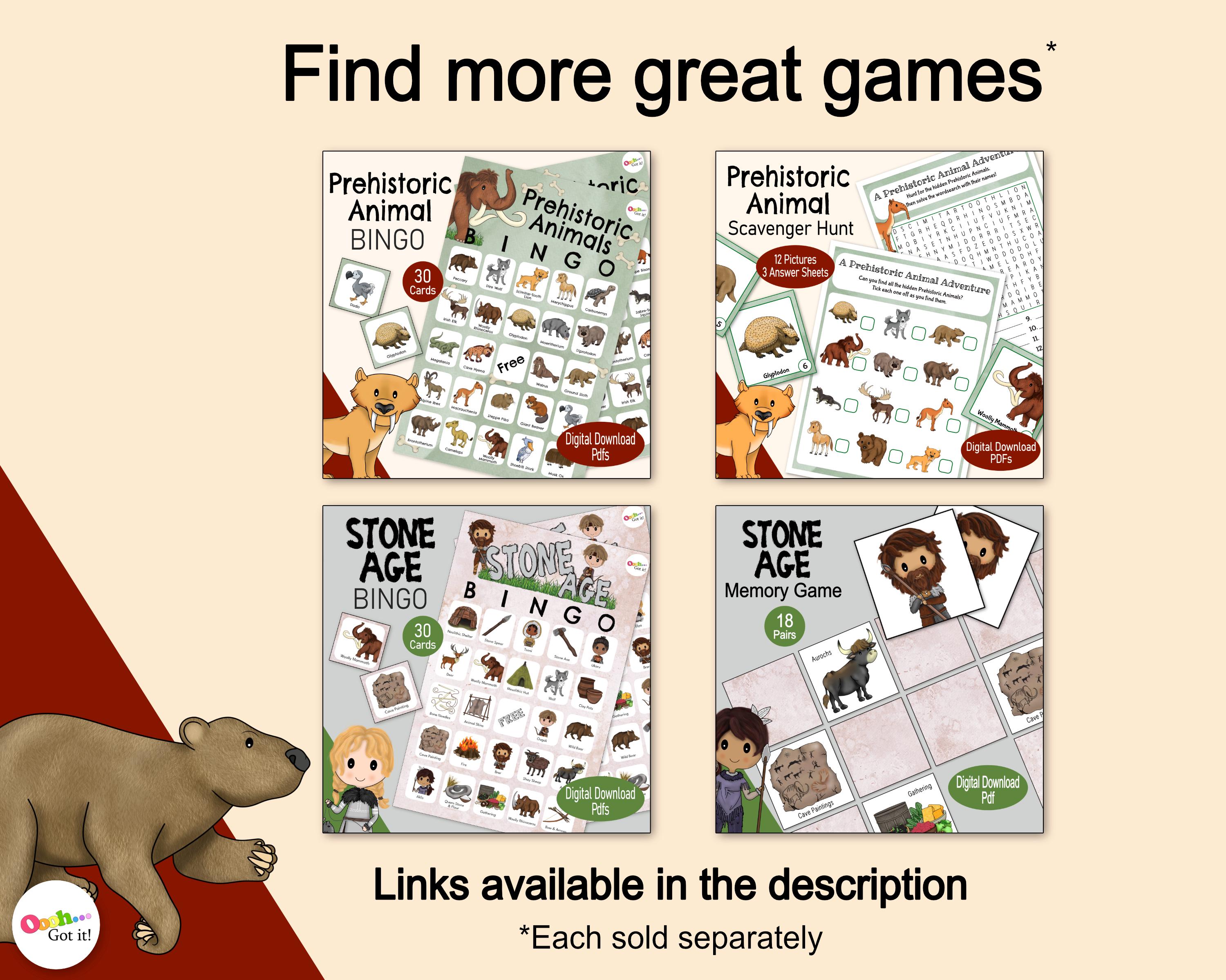 Prehistoric Animal Dominoes, a Printable Ice Age Picture Matching ...