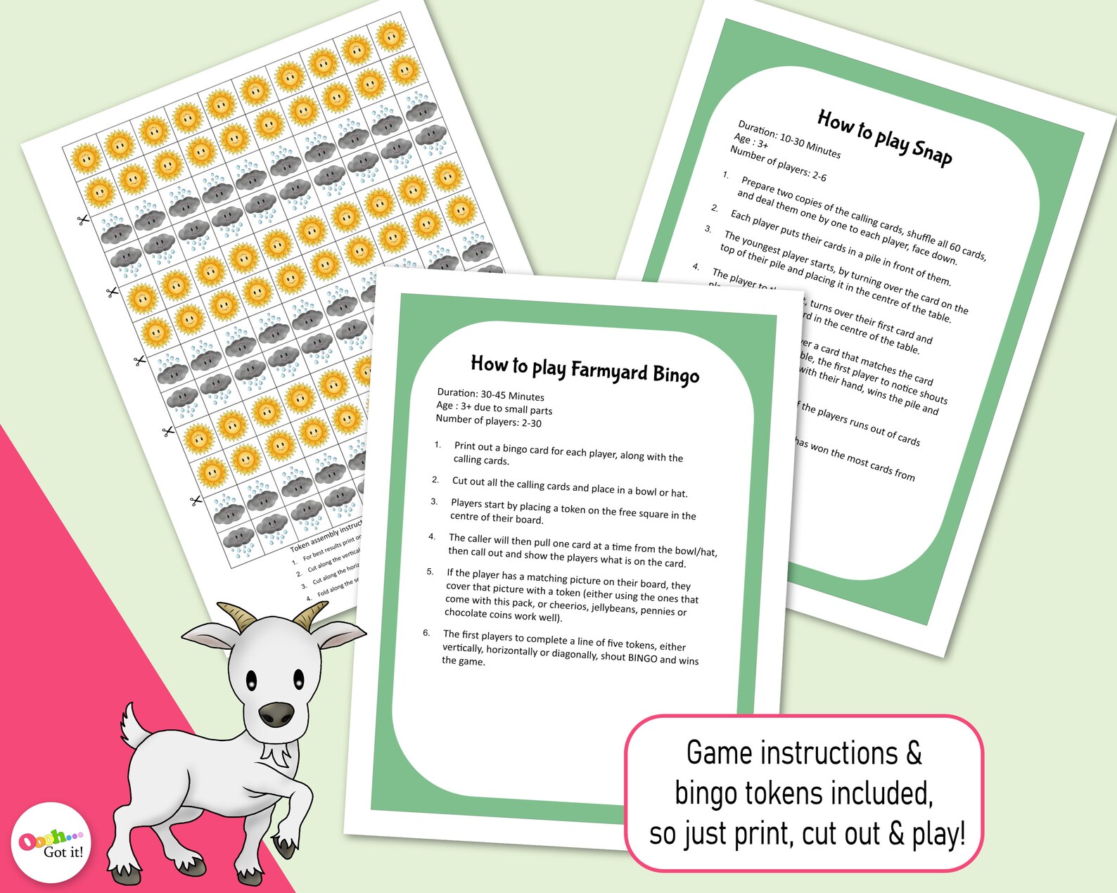 Farm Animals Bingo, a Printable Farmyard Kids Game, 30 Cards for a ...