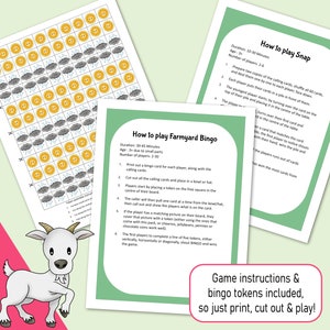 Farm Animals Bingo, a Printable Farmyard Kids Game, 30 Cards for a ...