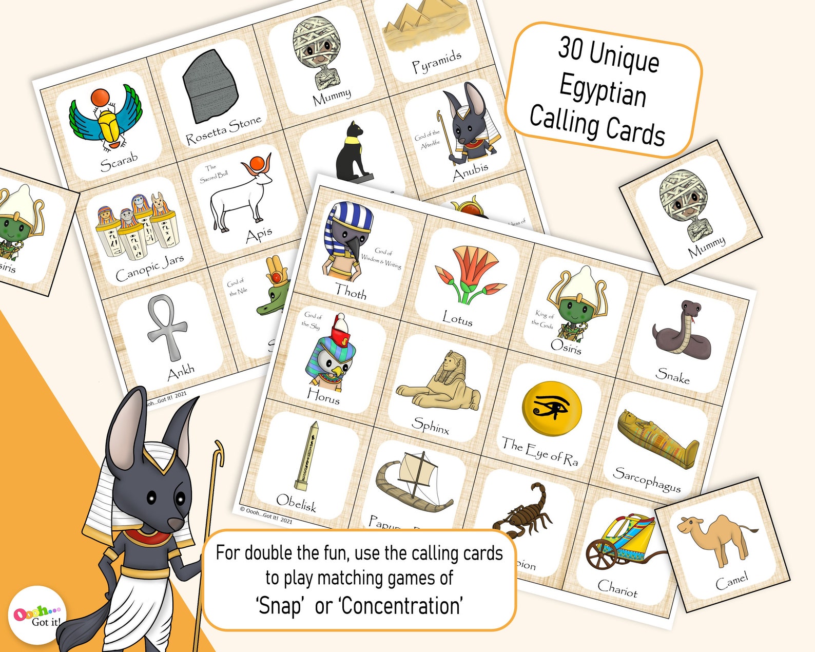 Ancient Egyptian Bingo Cards, a Printable Mummy Party Game, Kids ...