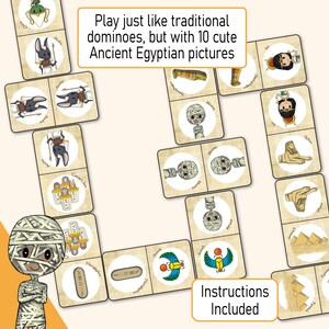 Ancient Egyptian Dominoes, a Printable Mummy Party Favor, Boy's ...