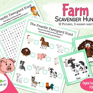 Farm Animal Scavenger Hunt a Printable Barnyard Picture - Etsy UK