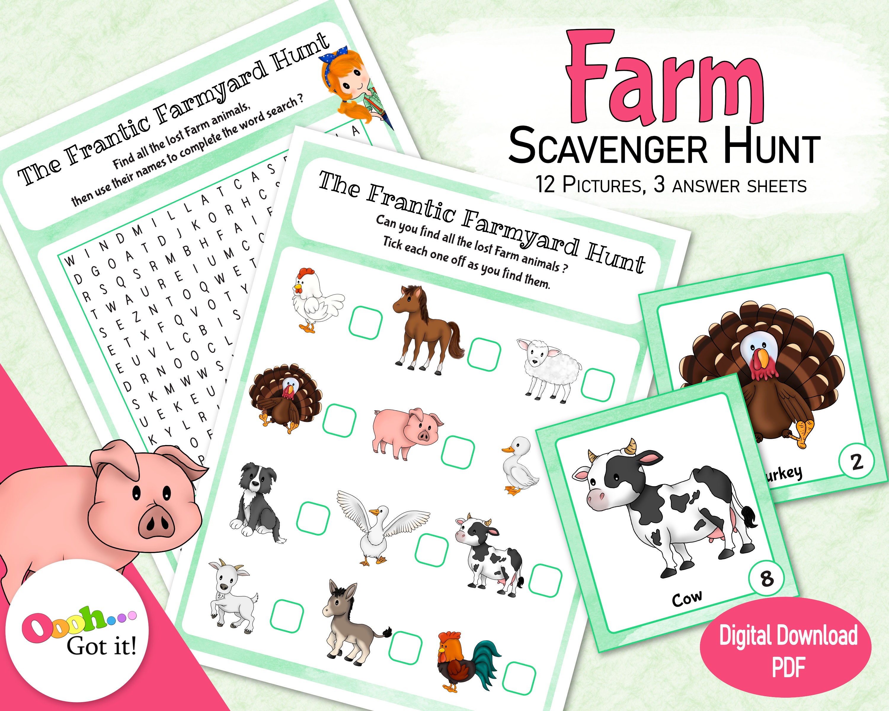 Farm Animal Scavenger Hunt a Printable Barnyard Picture - Etsy UK