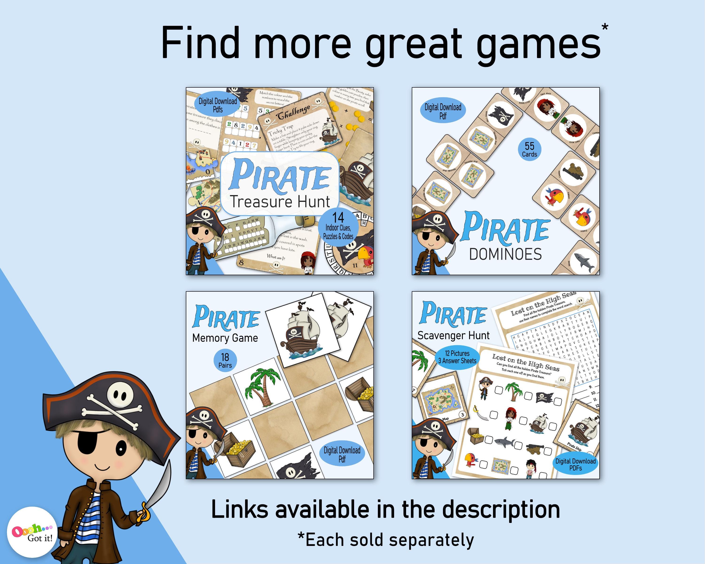 Pirate Bingo Game, a Printable Kids Activity, for a Pirate Birthday ...