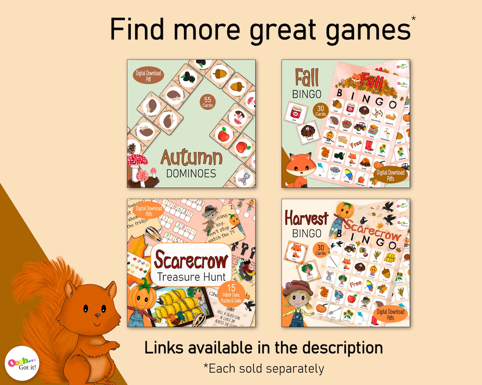 Autumn Bingo Cards a Fall Printable Kids Activity a - Etsy