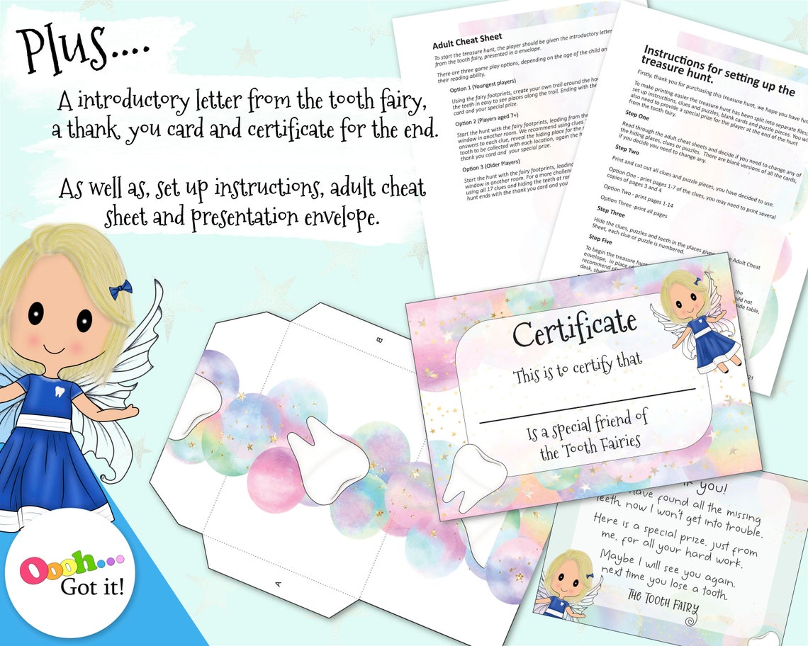 Tooth Fairy Game a Printable Indoor Treasure Hunt for Kids a - Etsy UK
