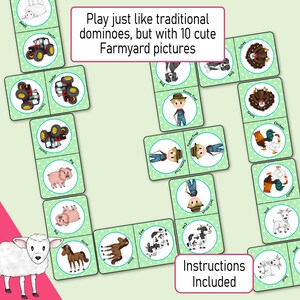 Farm Animals Dominoes, a Printable Farmyard Game Party Favor, or Gift ...
