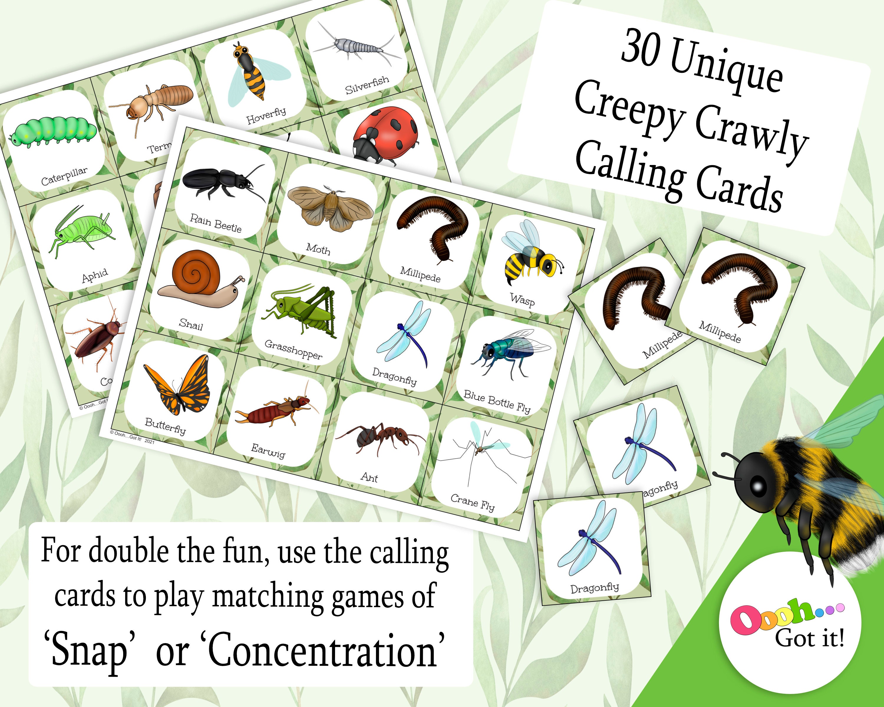 Bug Bingo a Printable Creepy Crawler Party Game a Insect - Etsy