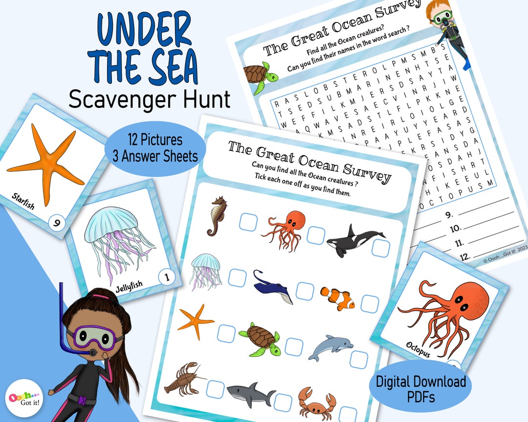 Under the Sea Picture Scavenger Hunt, a Printable Education & Fun Ocean ...