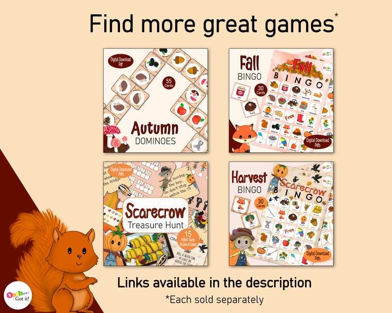 Autumn Bingo Cards, a Fall Printable Kids Activity, a September ...