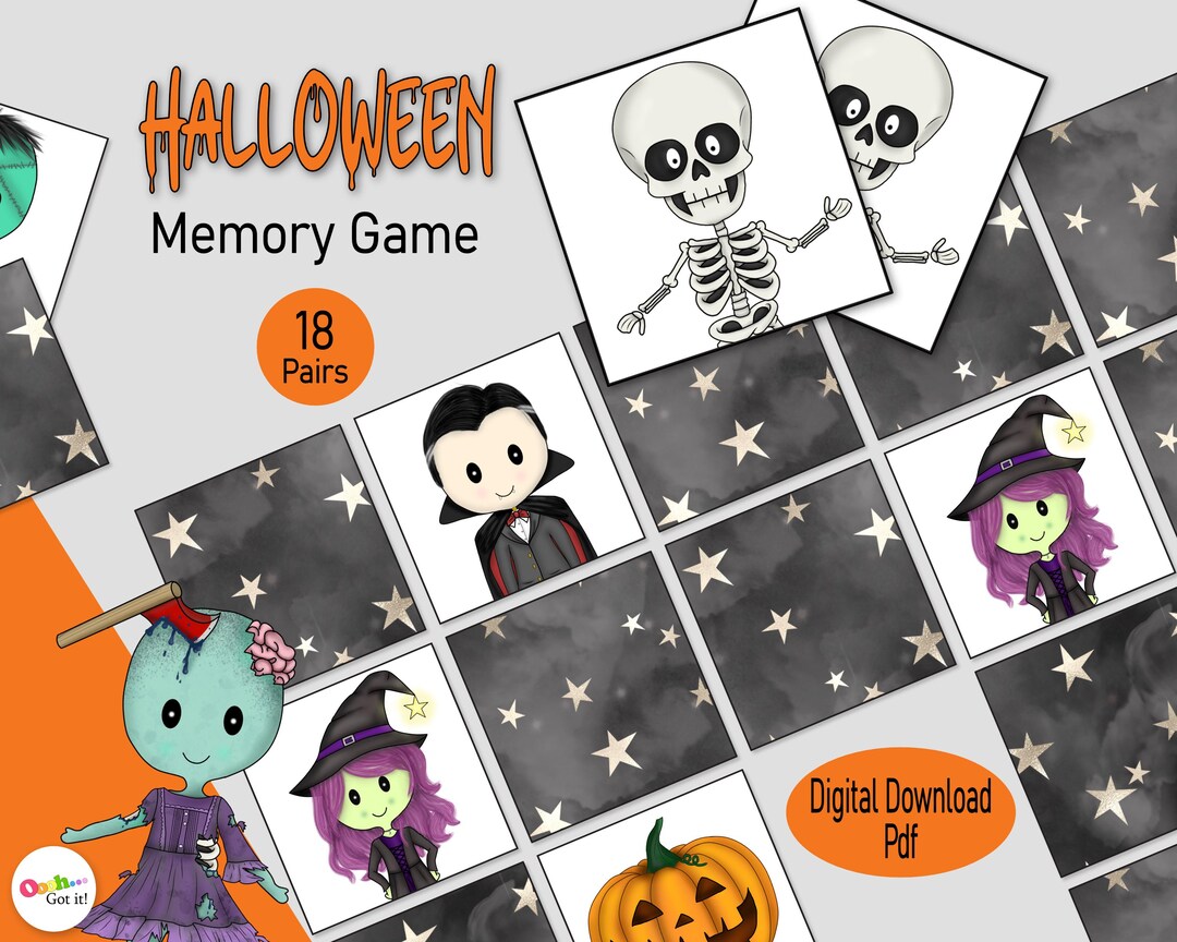 Halloween Memory Cards, a Printable Picture-matching Game for Toddlers ...