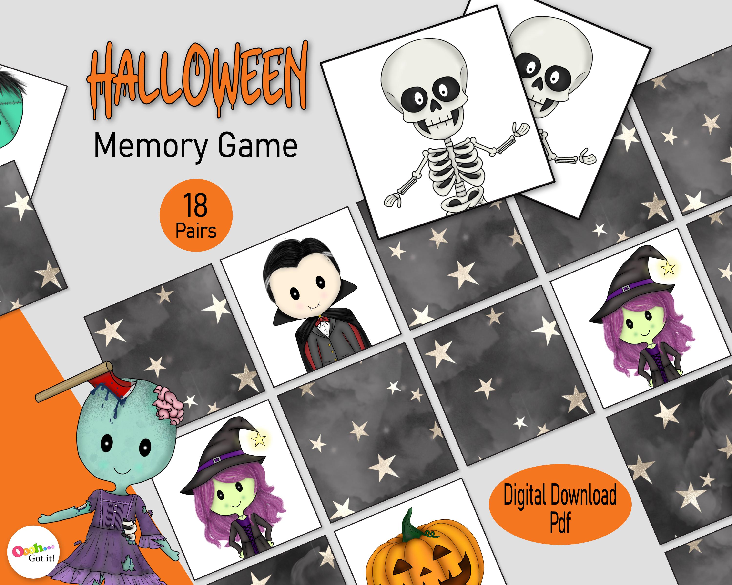 Halloween Memory Cards, a Printable Picture-matching Game for Toddlers ...