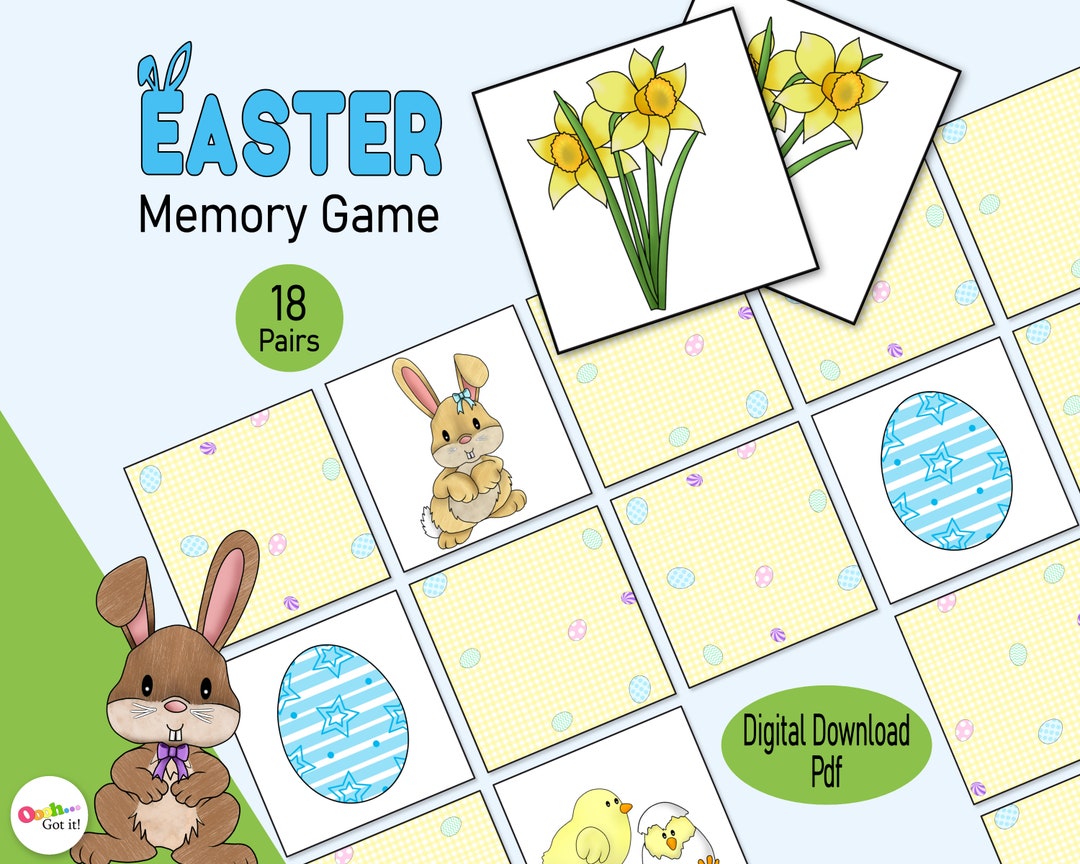 Easter Memory Card Game, a Printable Quiet Time Picture Matching Game ...