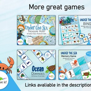 Under the Sea Bingo Game a Printable Ocean Animals Kids - Etsy Canada
