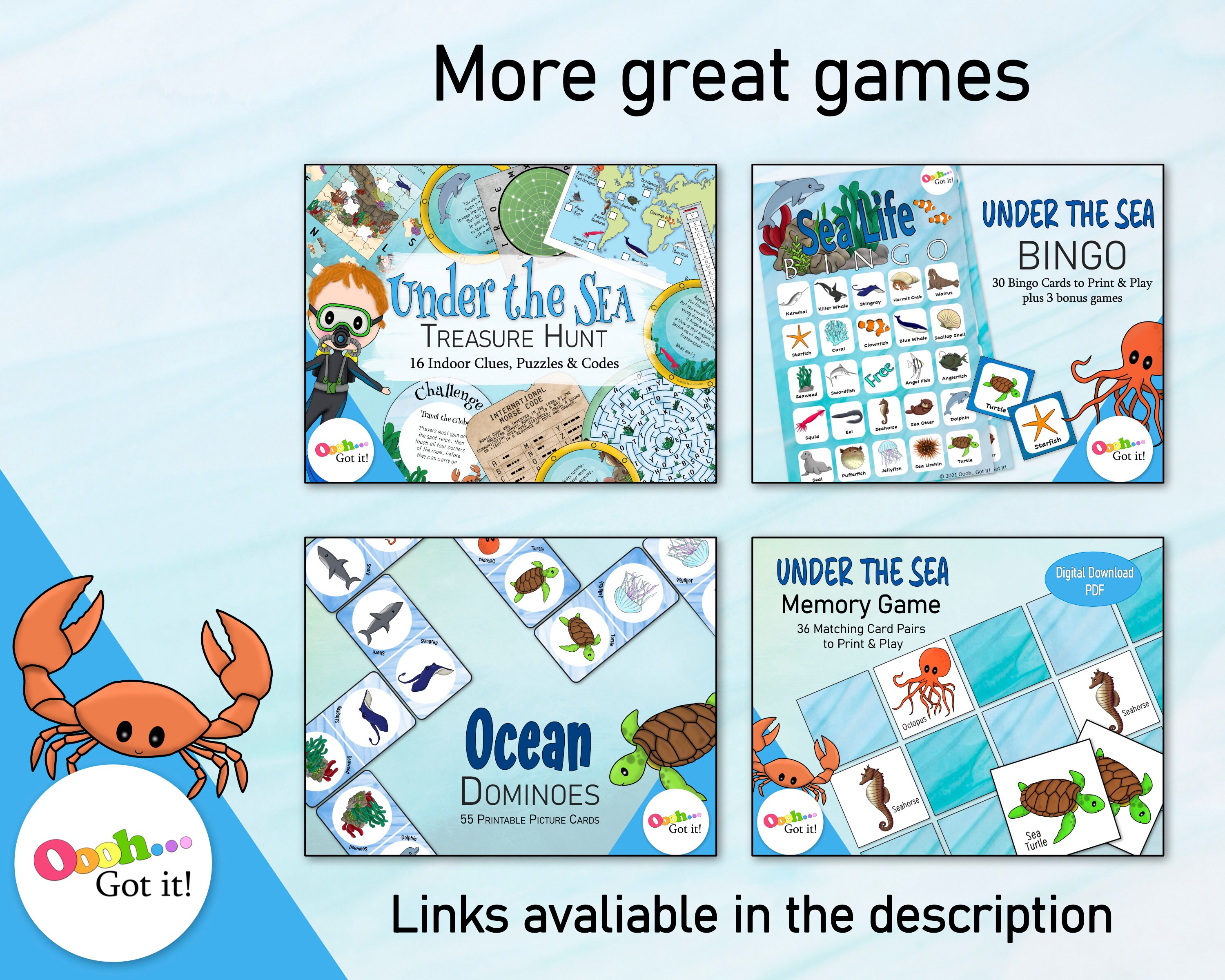 Under the Sea Bingo Game a Printable Ocean Animals Kids - Etsy Canada
