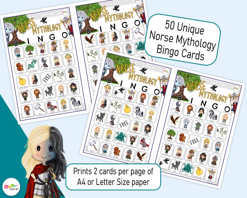 Norse Mythology Bingo Cards – a Fun Printable Ancient History Game for ...