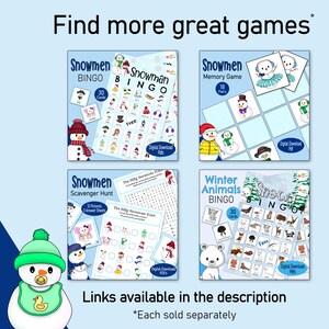 Snowman Dominoes, a Printable Winter Picture Matching Game, Kids ...