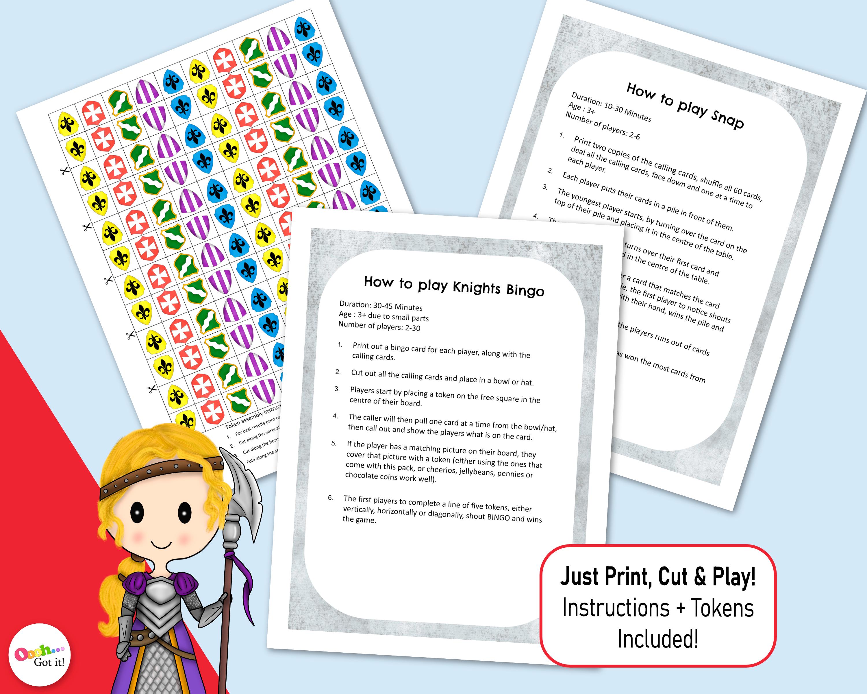 King Arthur Bingo, Medieval Knight Bingo Cards, a Printable Fantasy ...