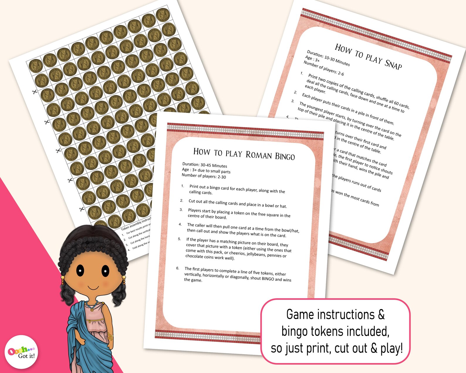 Ancient Rome Bingo, a Printable Roman Party Game, for a Roman Empire ...