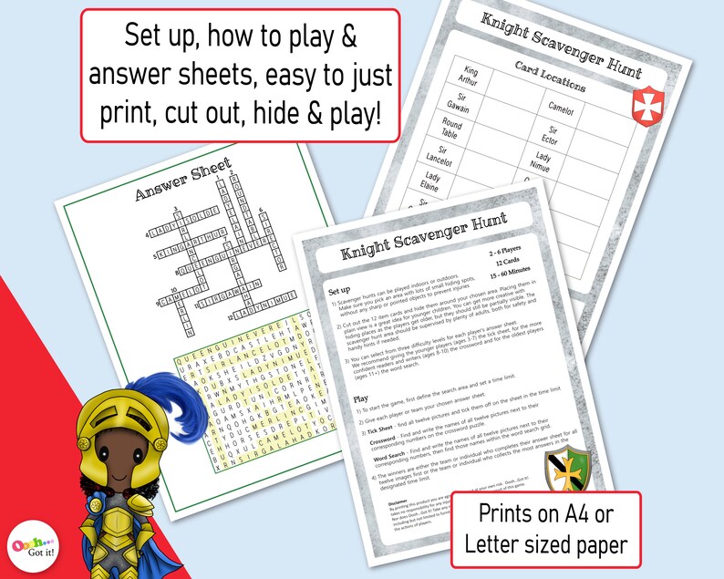 King Arthur Scavenger Hunt, a Printable Medieval Knight Picture ...