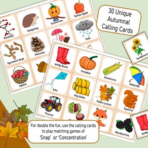 Autumn Bingo Cards a Fall Printable Kids Activity a - Etsy