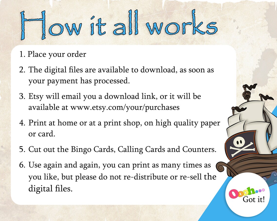 Pirate Bingo Game a Printable Kids Activity for a Pirate - Etsy