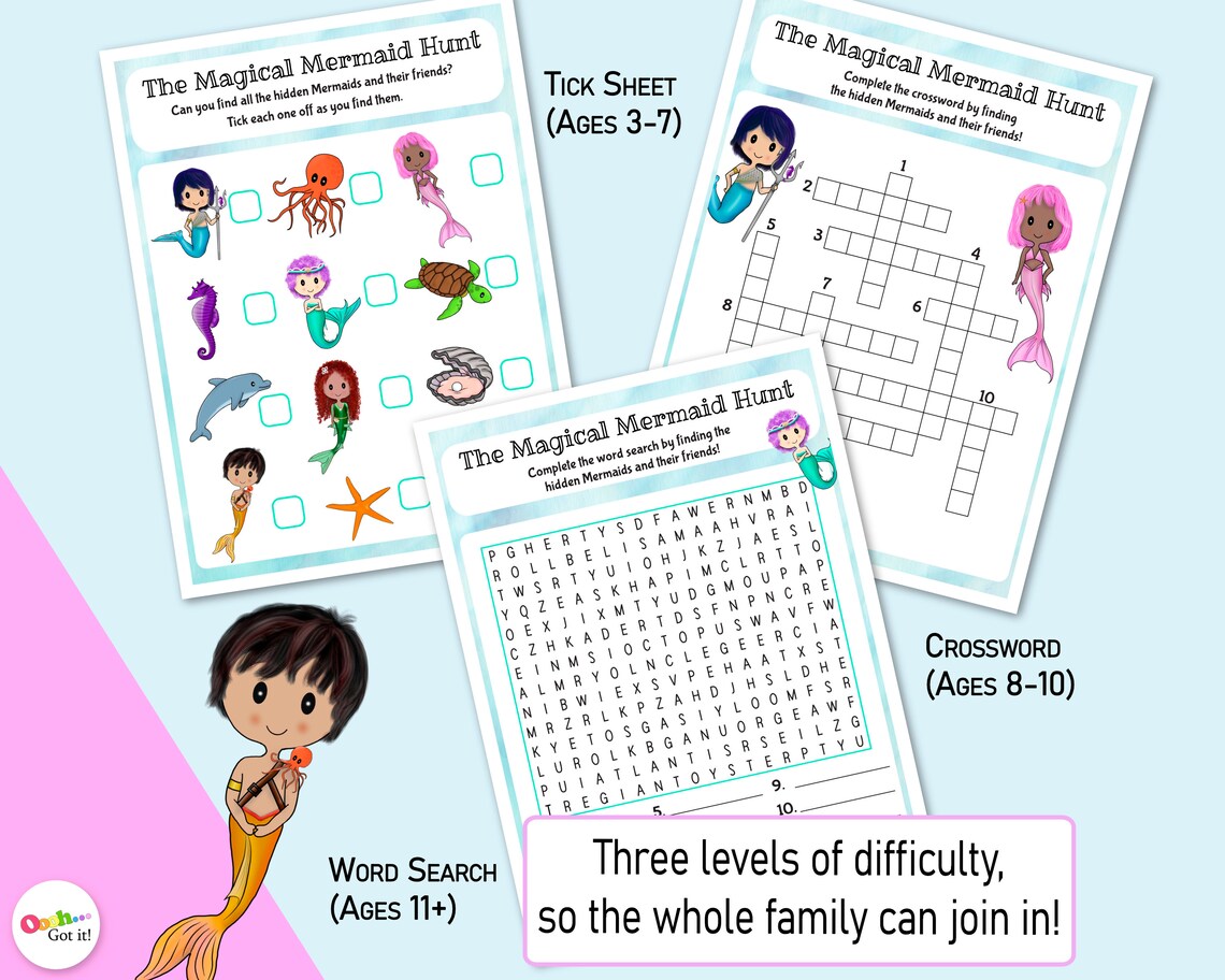 Mermaid Scavenger Hunt, a Cute Printable Under the Sea Picture Matching ...