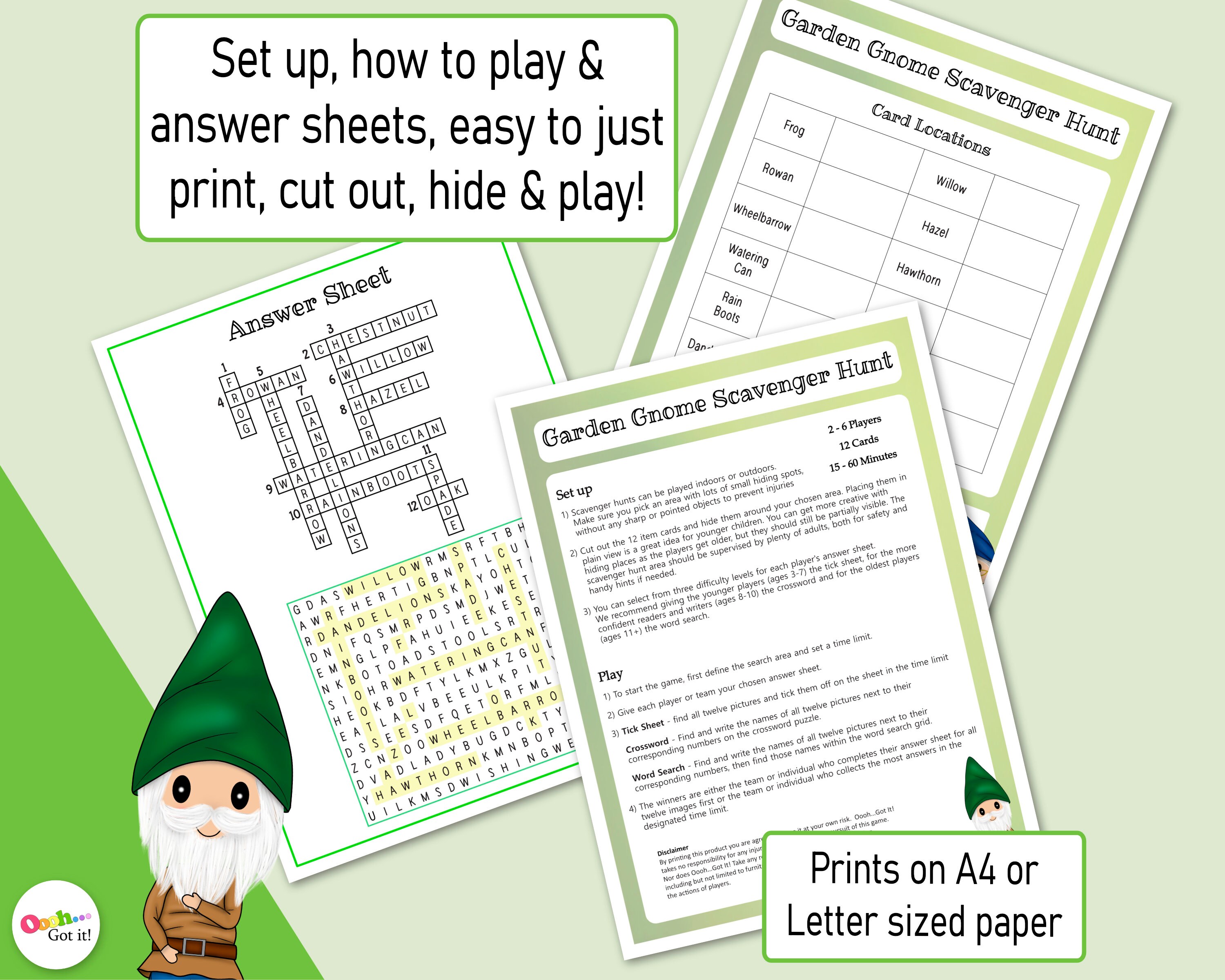 Gnome Scavenger Hunt a Printable Garden Picture Matching Game - Etsy