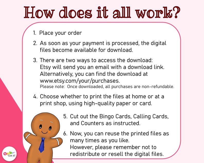 Gingerbread Bakery Bingo, a Printable Christmas Baking Party Game, for ...