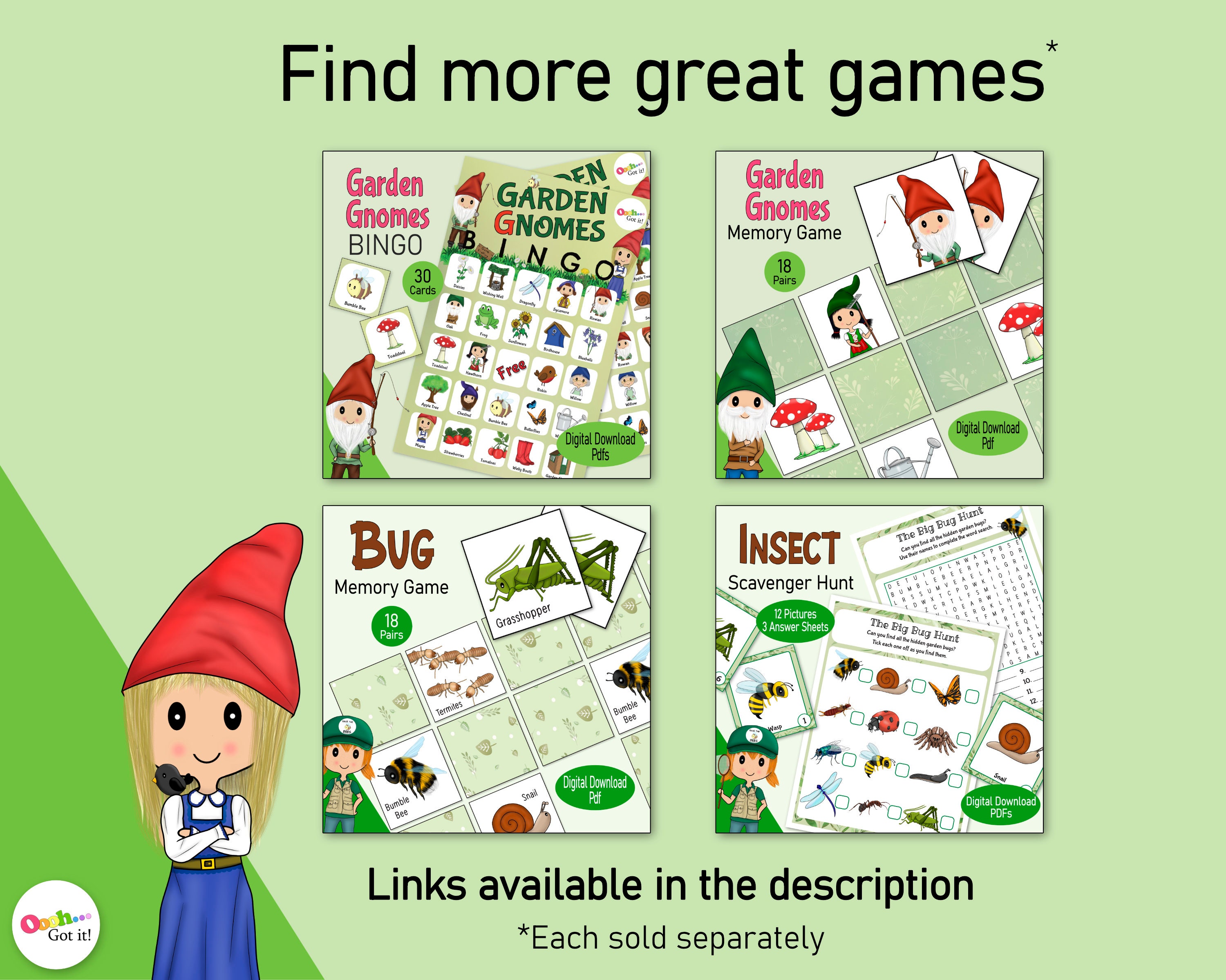 Gnome Scavenger Hunt a Printable Garden Picture Matching Game - Etsy