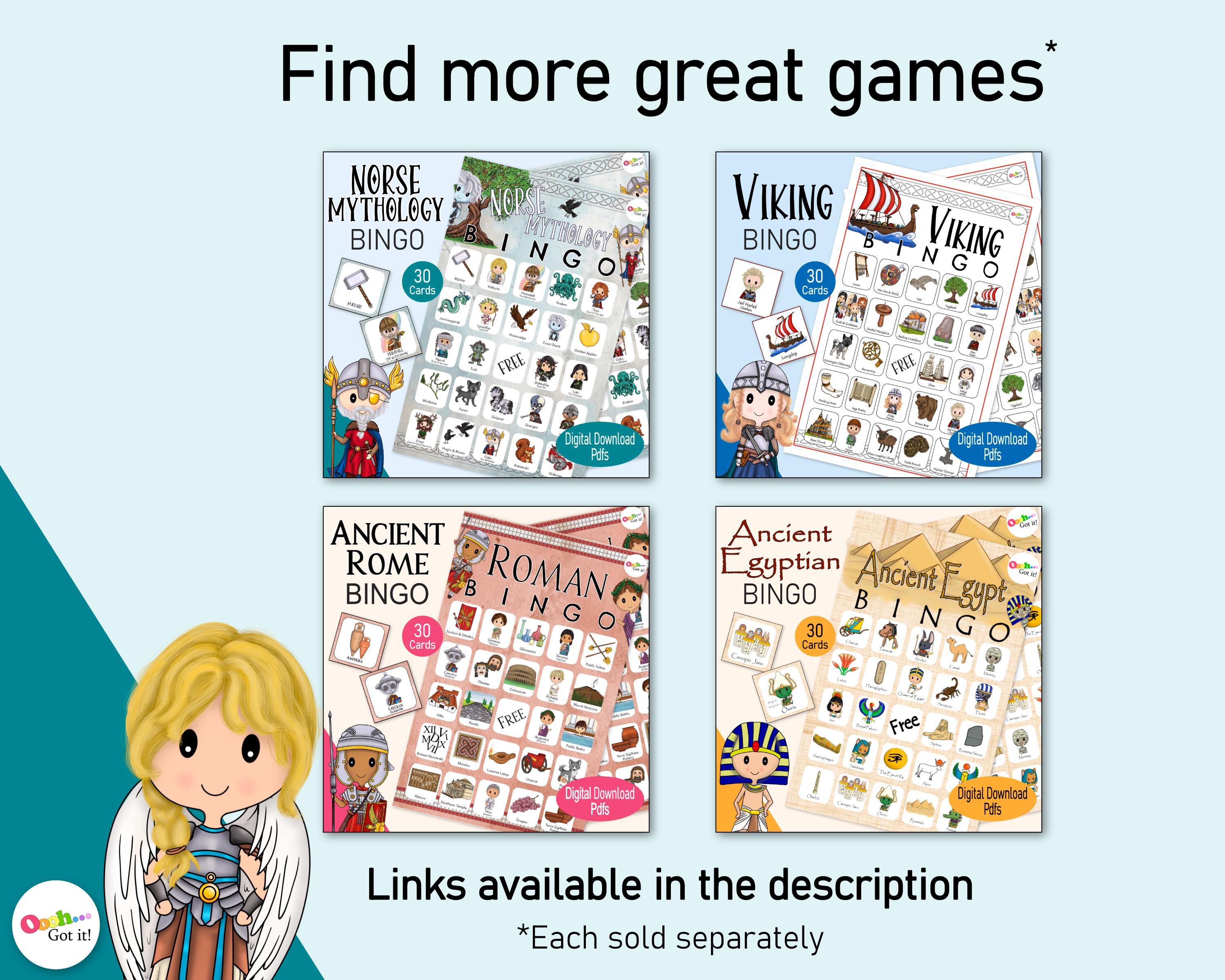 Norse Mythology Bingo Cards – a Fun Printable Ancient History Game for ...