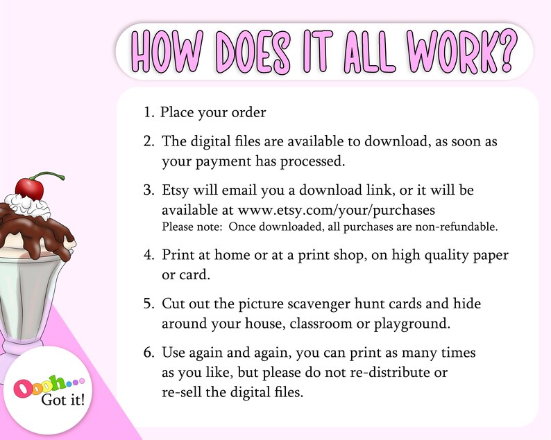 Ice Cream Picture Scavenger Hunt a Printable Sweet Party - Etsy