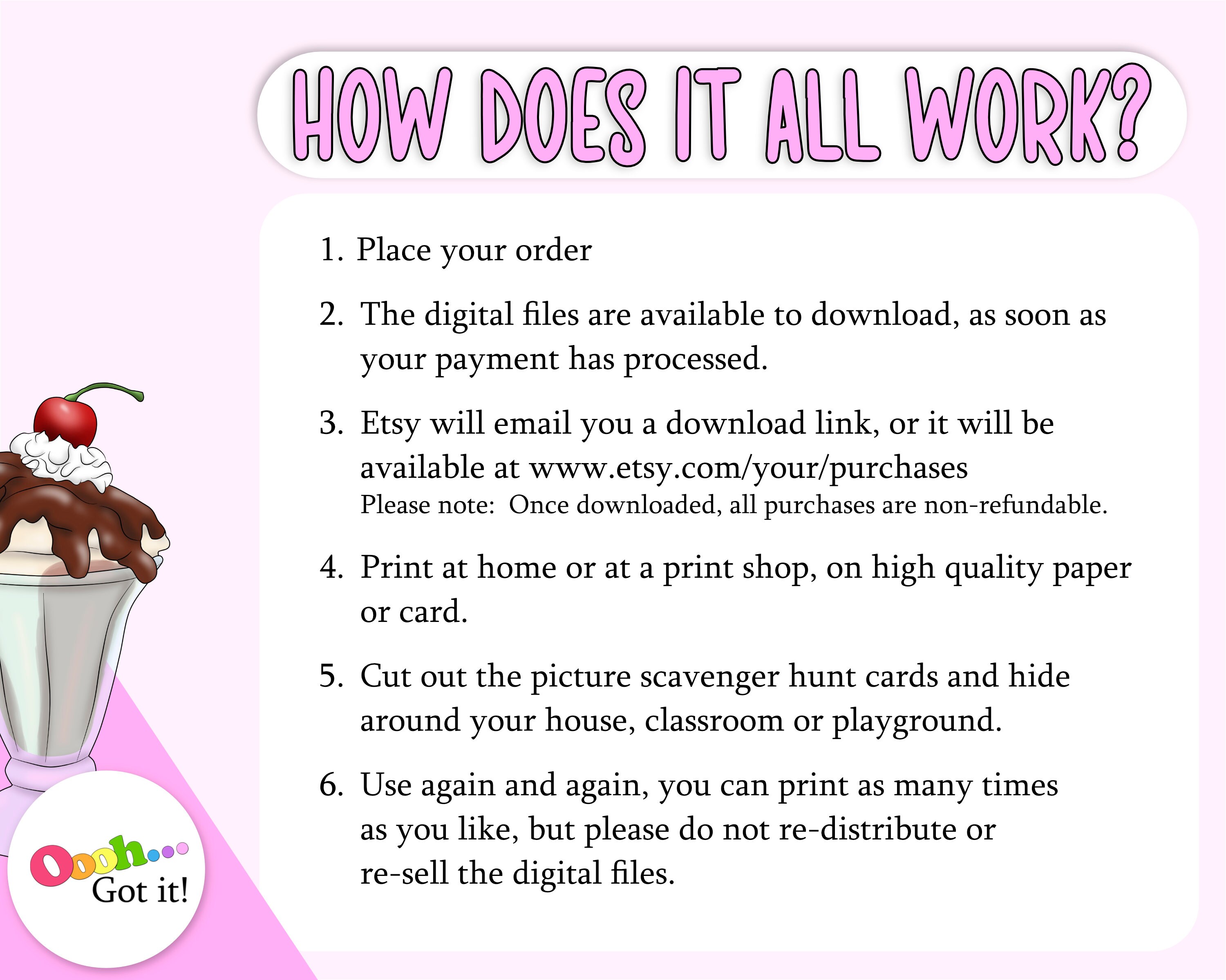 Ice Cream Picture Scavenger Hunt a Printable Sweet Party - Etsy