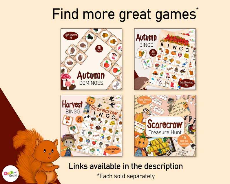 Fall Bingo, a Autumn Printable Kids Activity, 30 Cards for September ...